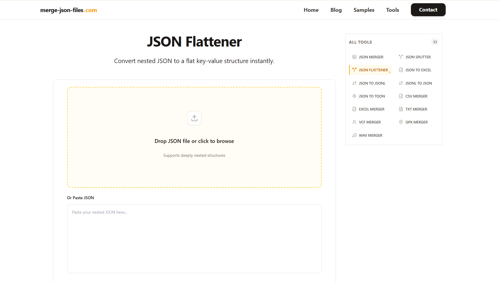 Flatten JSON Instantly | Free Online JSON Flattener Tool